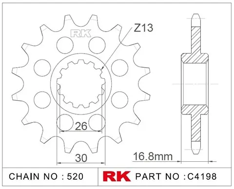 RK C4198-15-2Q prednji lančanik | Motoland